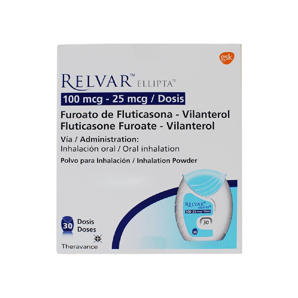 RELVAR ELLIPTA INHALADOR 100/25MCG CAJA X 30 DOSIS