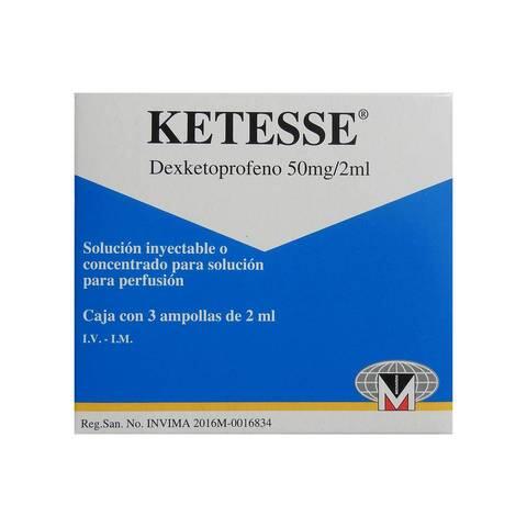 KETESSE 50 MG / 2 ML CAJA X 3 AMP - TuDrogueríaVirtual.com