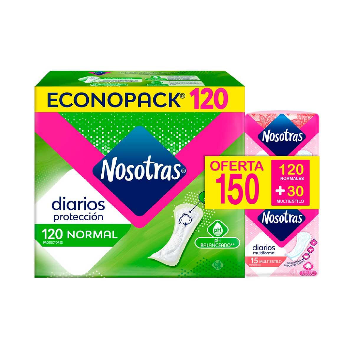 NOSOTRAS PROTECTORES DIARIOS NORMAL CAJA X 120 UND + 2 NOSOTRAS ...