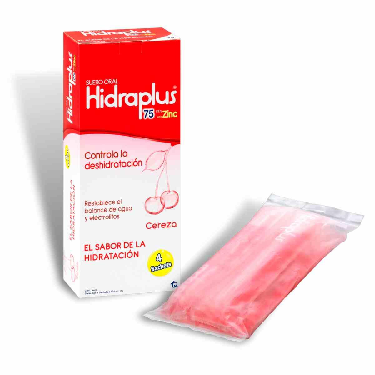 HIDRAPLUS 75 ZINC CEREZA BOLSA X 4 SACHETS X 100 ML