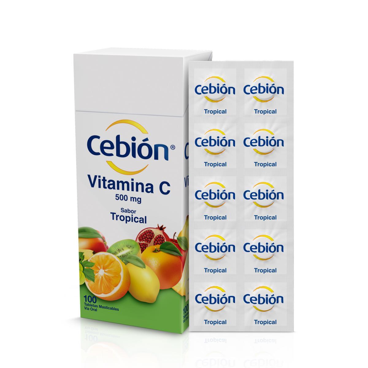 CEBION MASTICABLE TROPICAL CAJA X 100 TABL - tudrogueriavirtual
