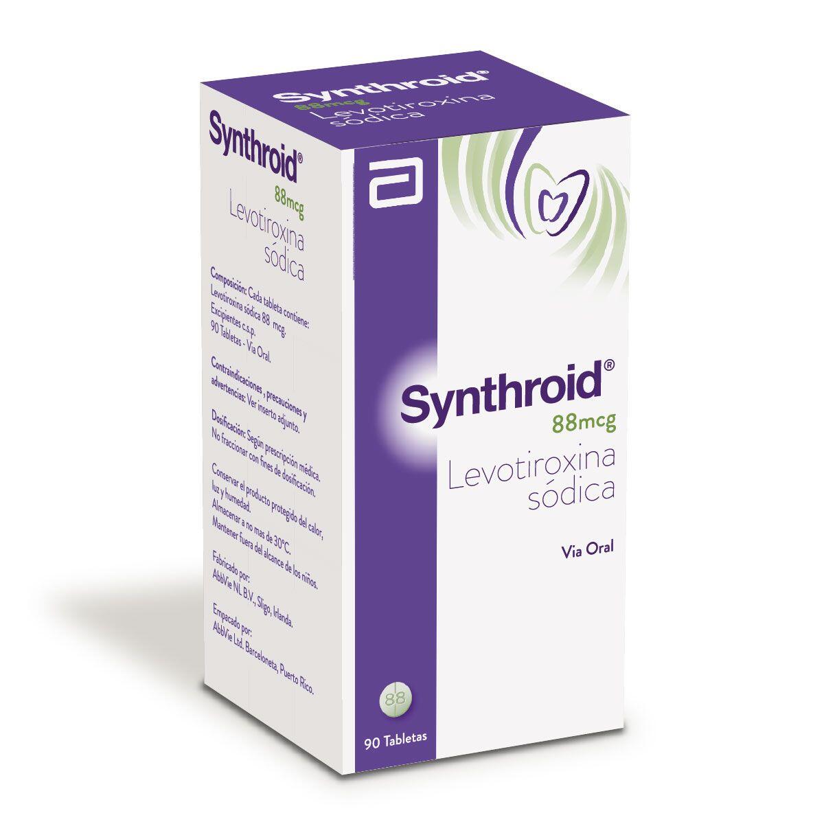 Synthroid Levotiroxina 88 Mcg X 90 Tabl