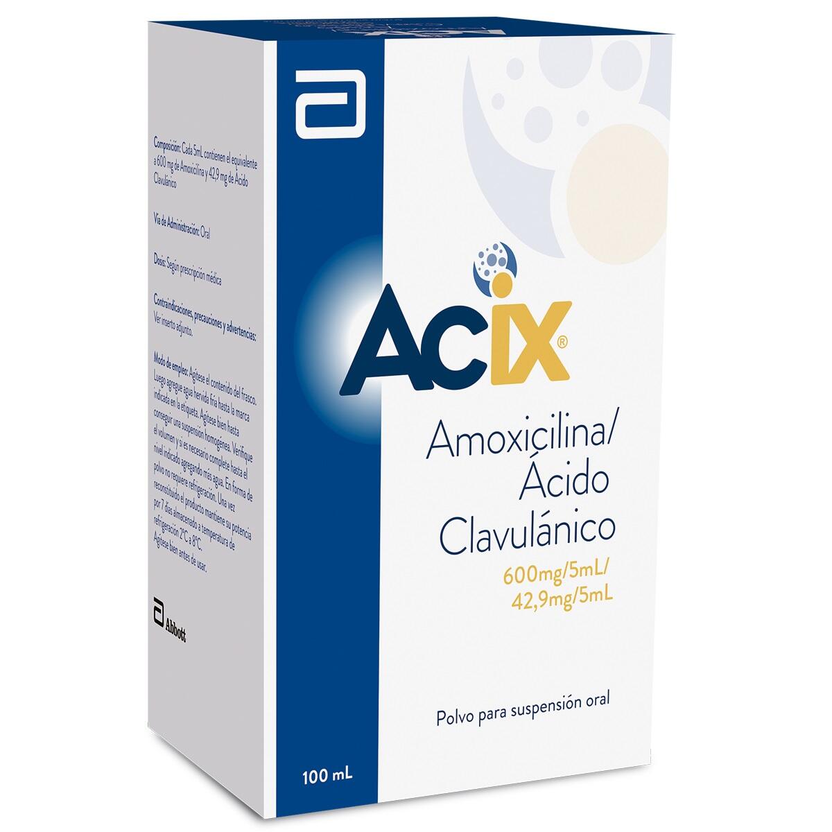 Acix Amoxicilina/acido Clavulanico 600/42.9 Mg Suspension X 100 Ml