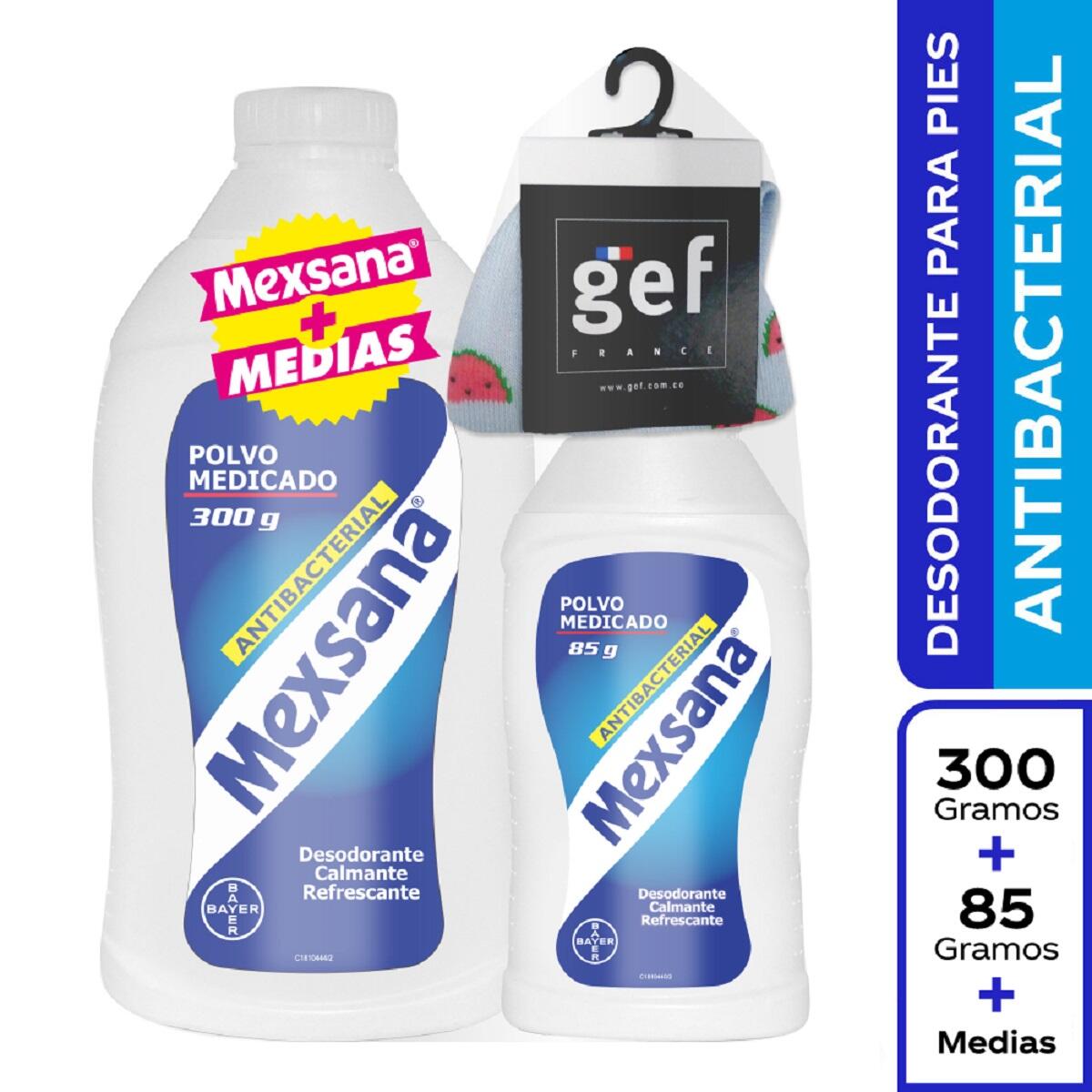 Talco Mexsana Frasco X 300 Gr + Frasco X 85 Gr Gratis Medias Gef