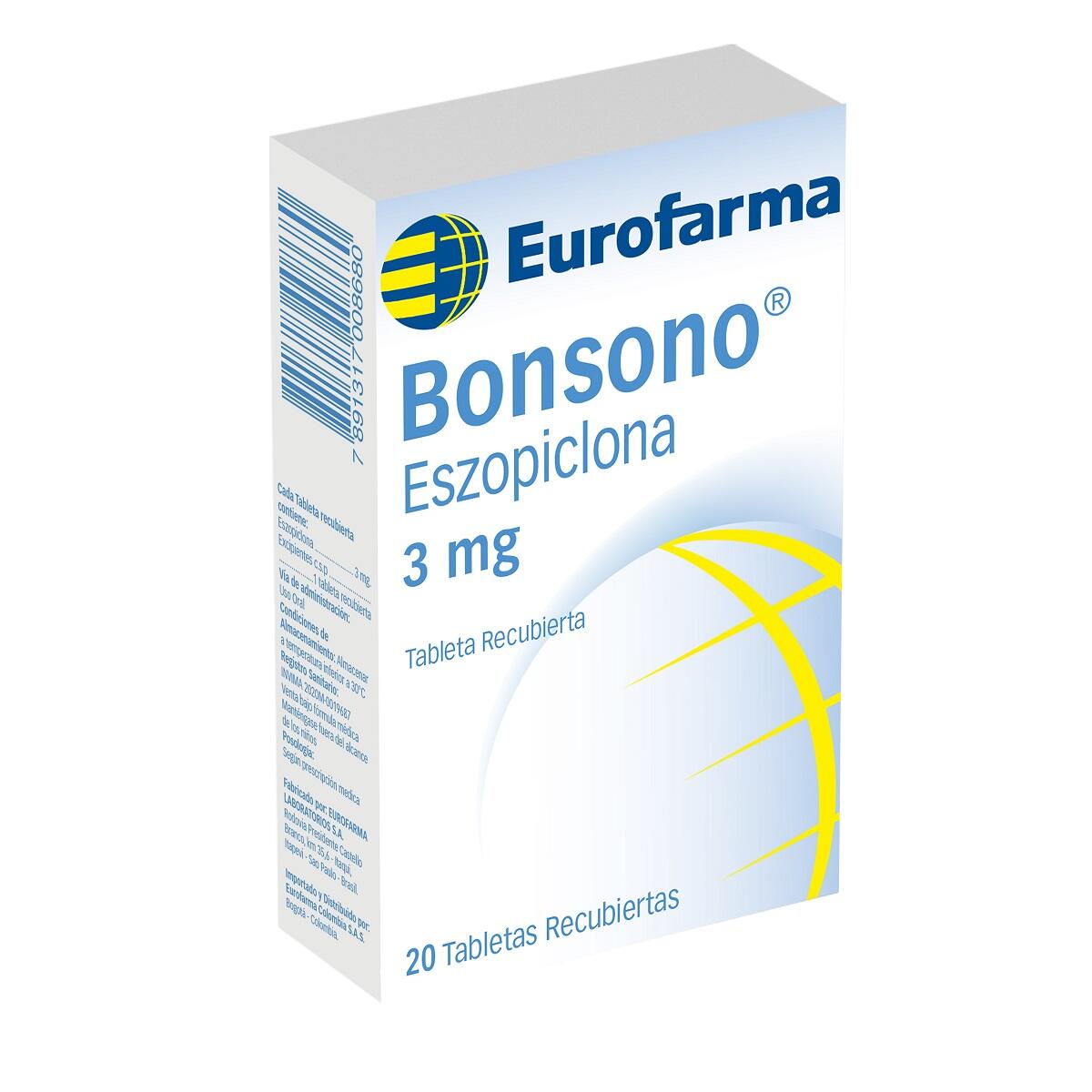 Bonsono Eszopiclona 3 Mg X 20 Tab