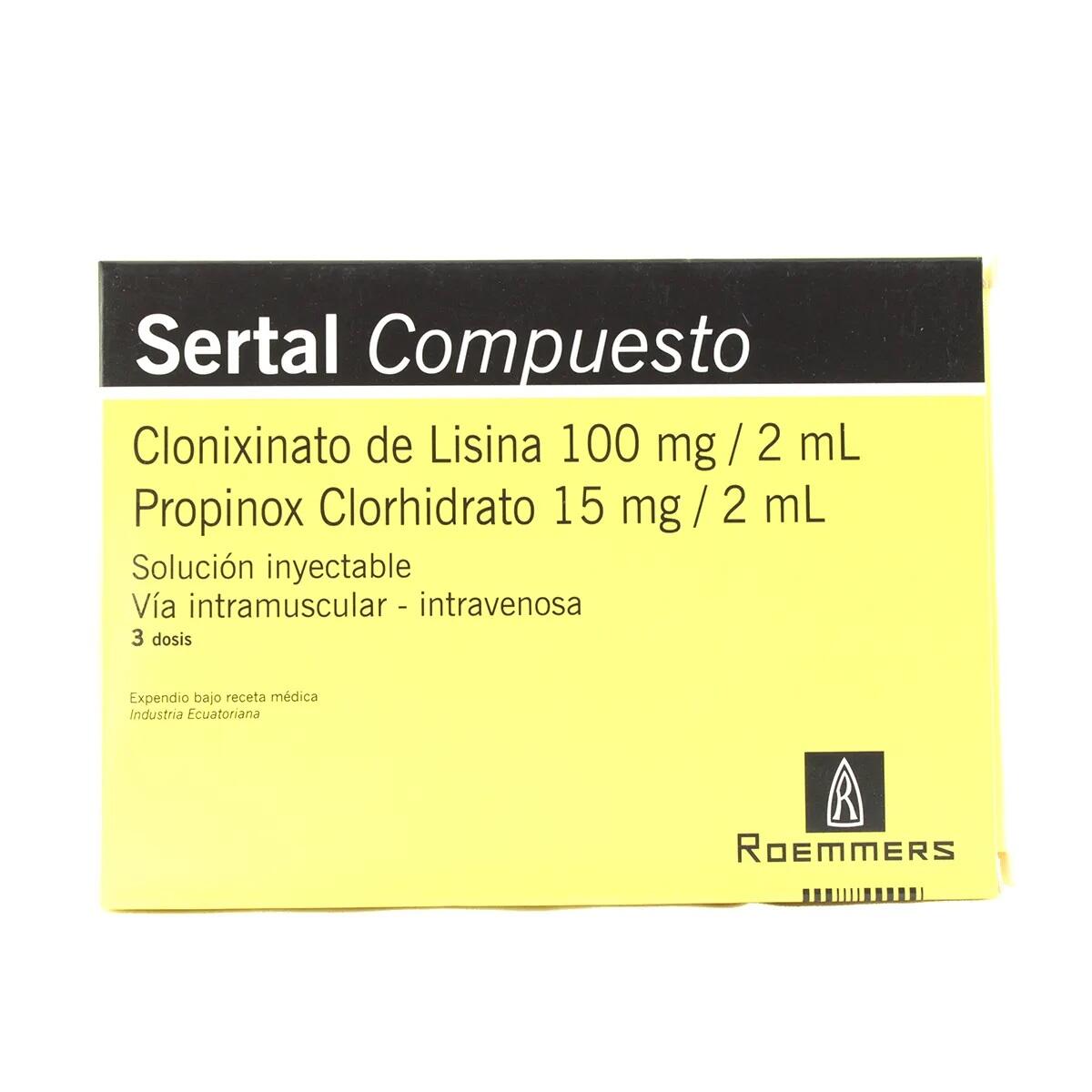 Sertal Compuesto Lisina/propinox 100/15 Mg X 3 Amp