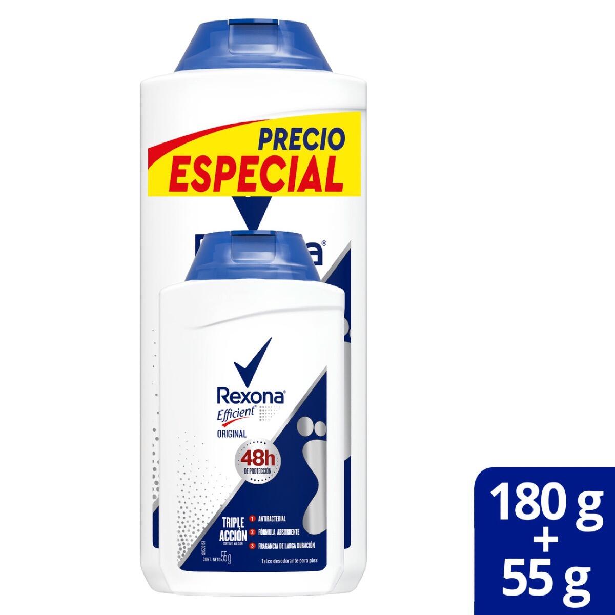 Talco Rexona Efficient X 180 Gr Gratis Talco Rexona X 55 Gr