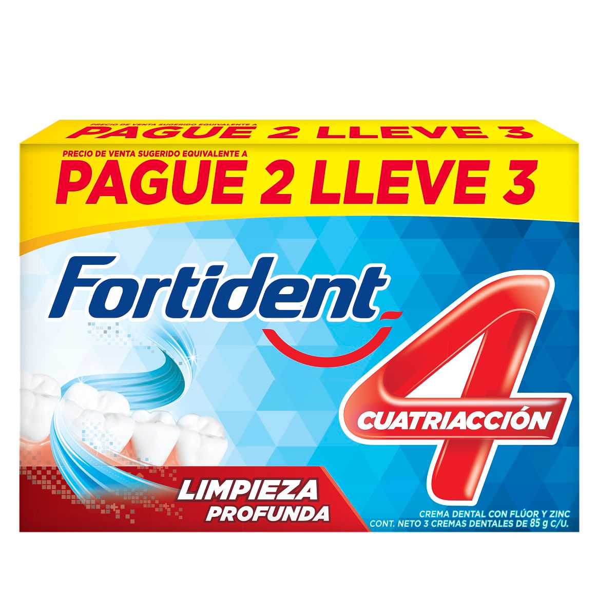 Crema Dental Fortident Cuatriaccion Limpieza Profunda Tubo X 85 Gr ...