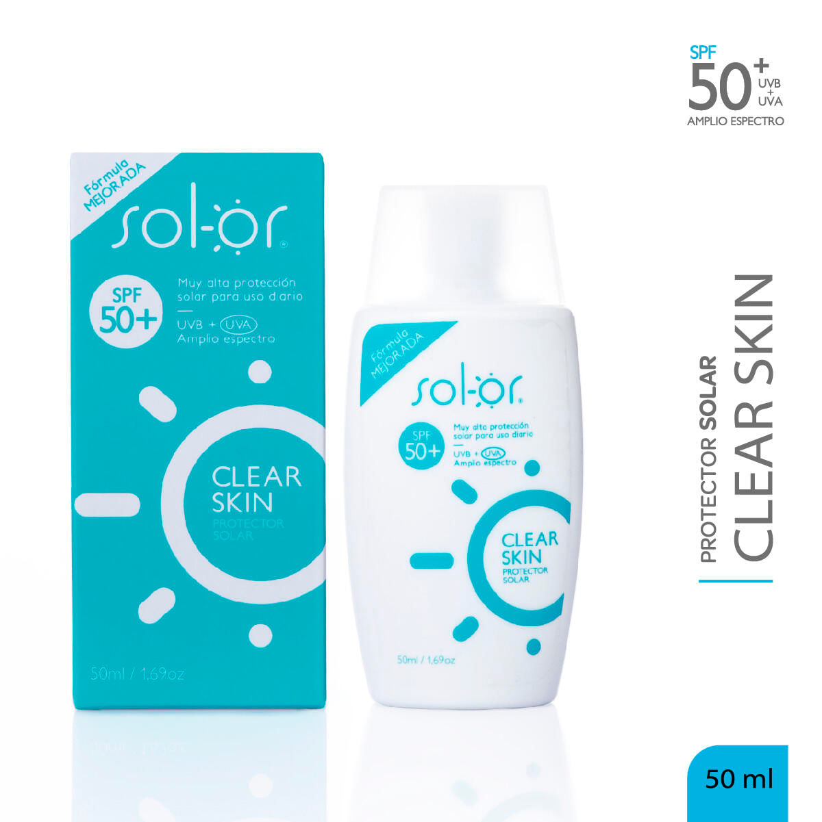 Protector Solar Sol-or Claer Skin Spf 50+ Frasco X 50 Ml