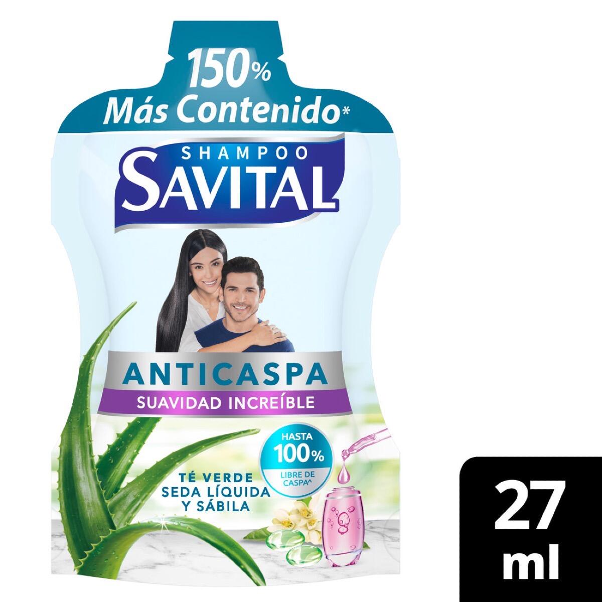 Shampoo Savital Anticaspa Te Verde Y Sabila Caja X 20 Sobres X 25 Ml C/u
