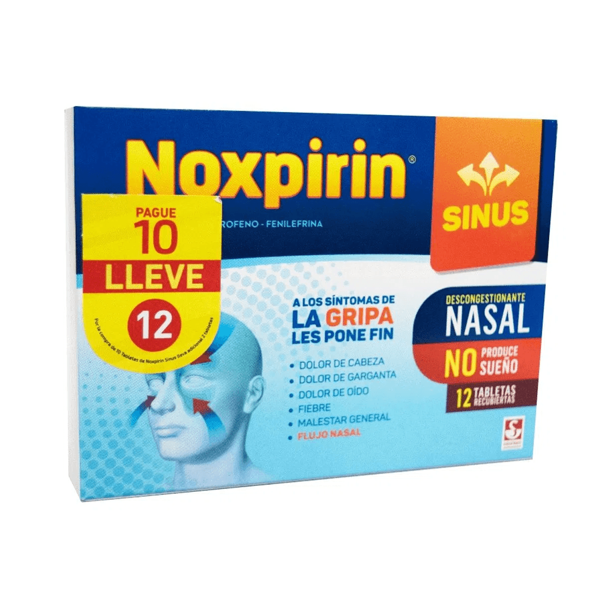 Noxpirin Plus Sinus Pague 10 Lleve 12 Tabletas - tudrogueriavirtual