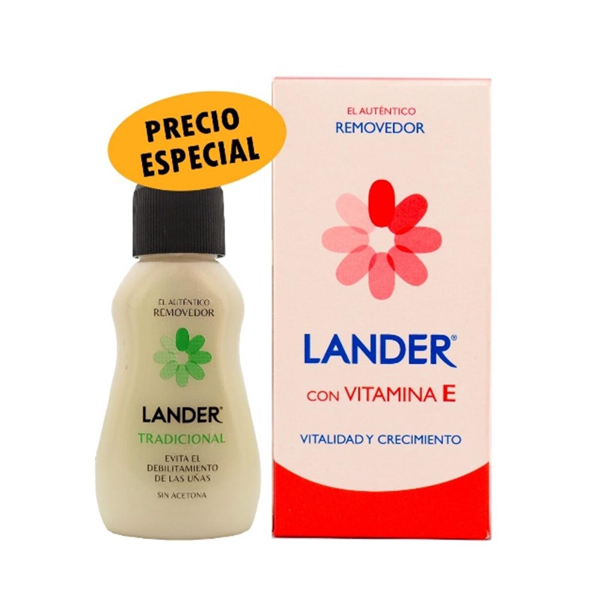 Removedor Esmalte Lander Vitamine E X 55 Ml + Tradicional X 35 Ml ...