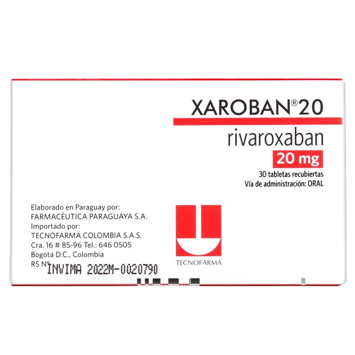 Xaroban 20 Mg Caja X 30 Tabl