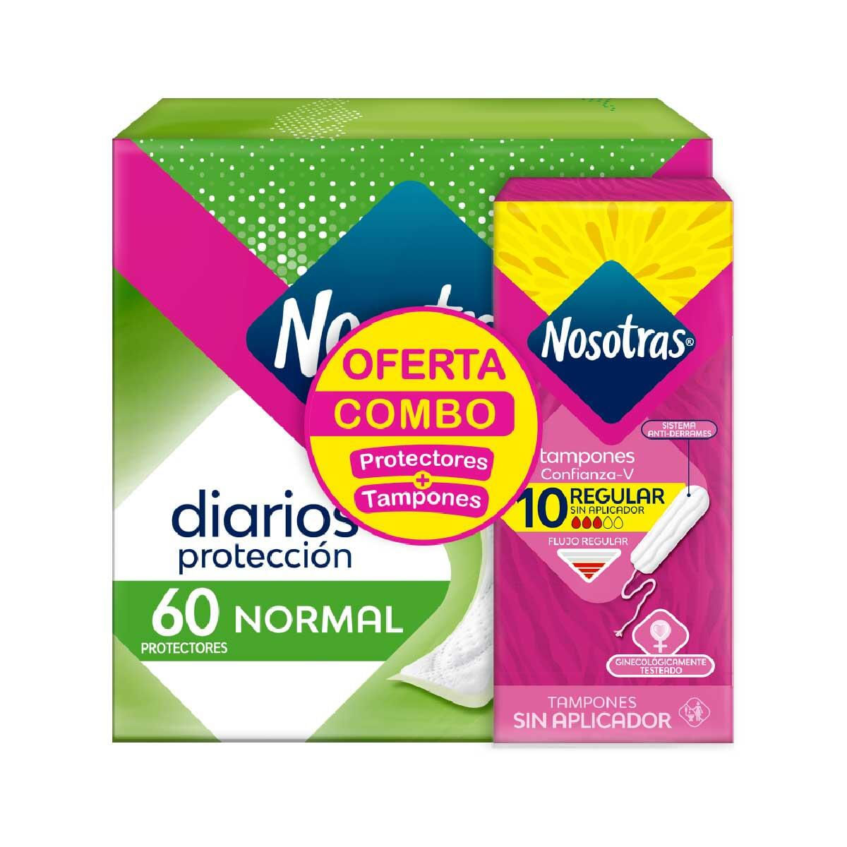 Protectores Diarios Nosotras Normal Caja X 60 + Tampon Nosotras Regular ...