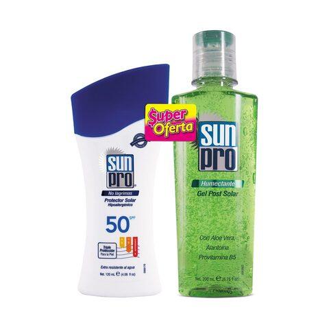 BLOQUEADOR SUNPRO SPF 50 FRASCO X 120 ML GRATIS GEL ALOE VERA X 200 ML