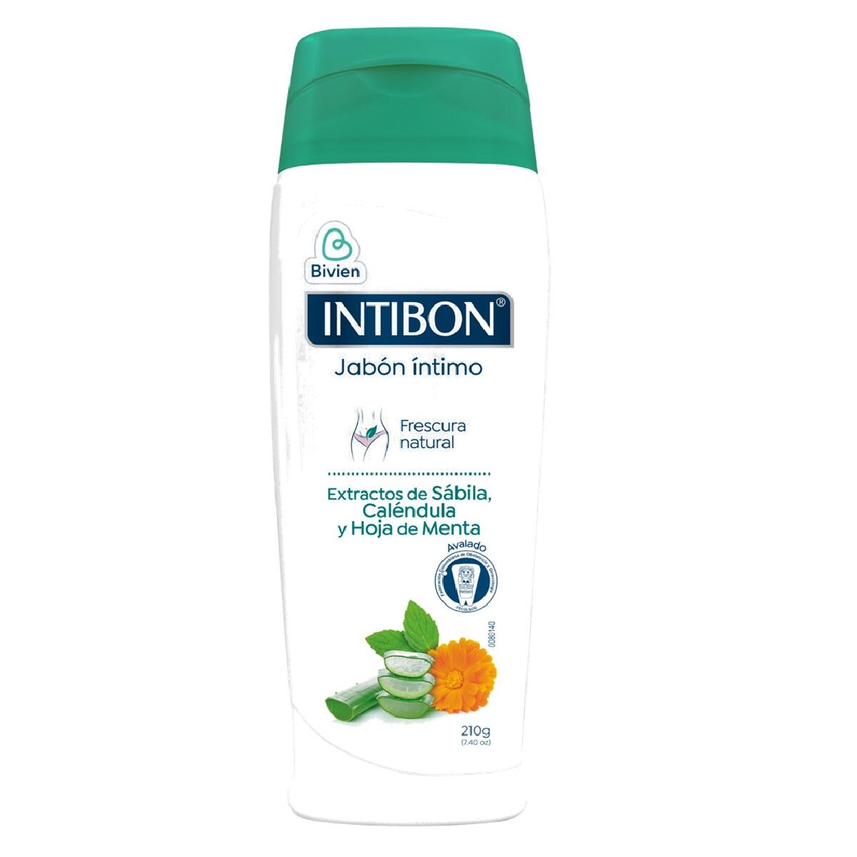 *JABON INTIMO INTIBON SABILA CALENDULA Y HOJA DE MENTA FRASCO X 210 GR