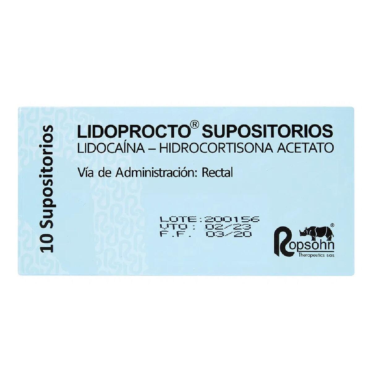LIDOPROCTO CAJA X 10 SUPOSITORIOS