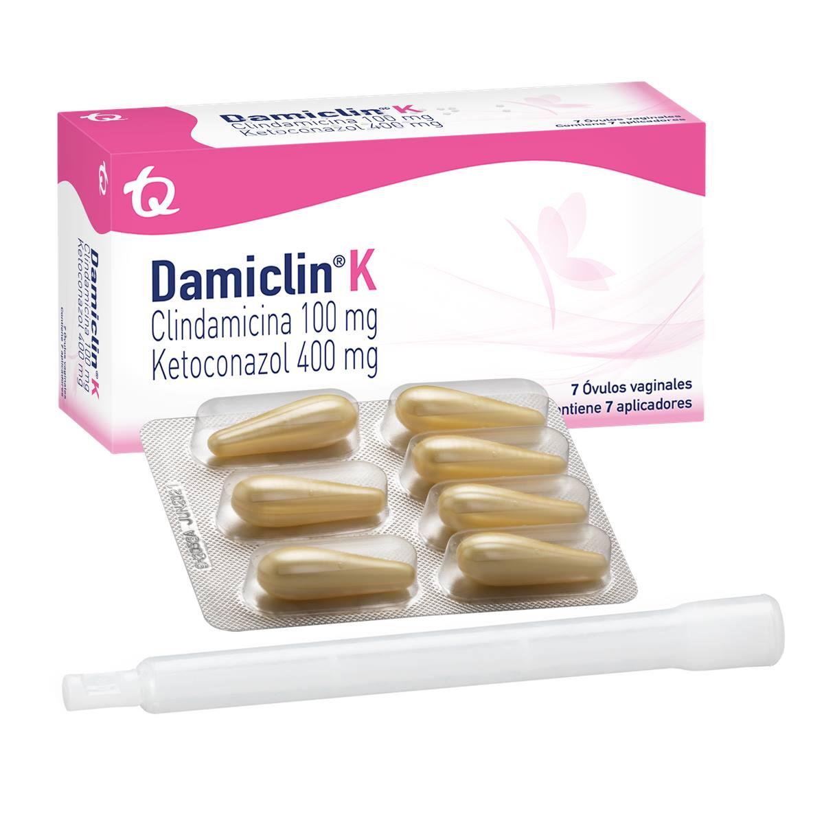 Damiclin K Clindamicina/ketoconazol 100/400 Mg X 7 Ovulos Y Aplicadores