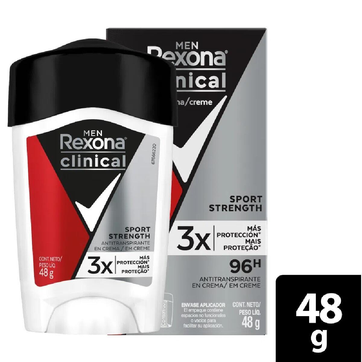Desodorante Rexona Crema Men Clinical Sport Strength Frasco X 48 Gr