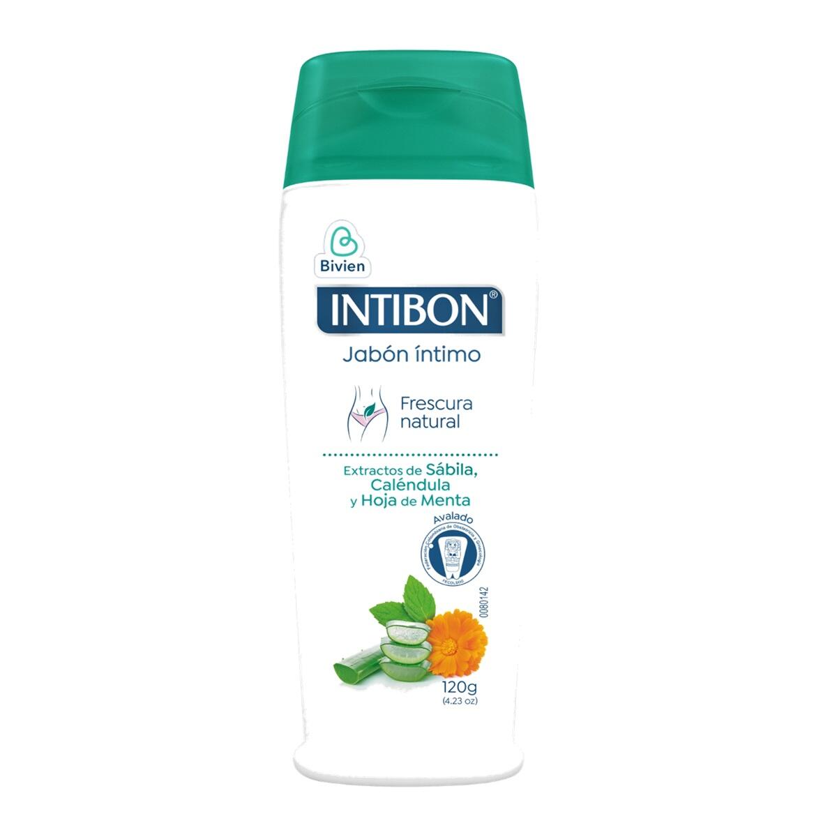 *JABON INTIMO INTIBON SABILA CALENDULA Y HOJA DE MENTA FRASCO X 120 GR