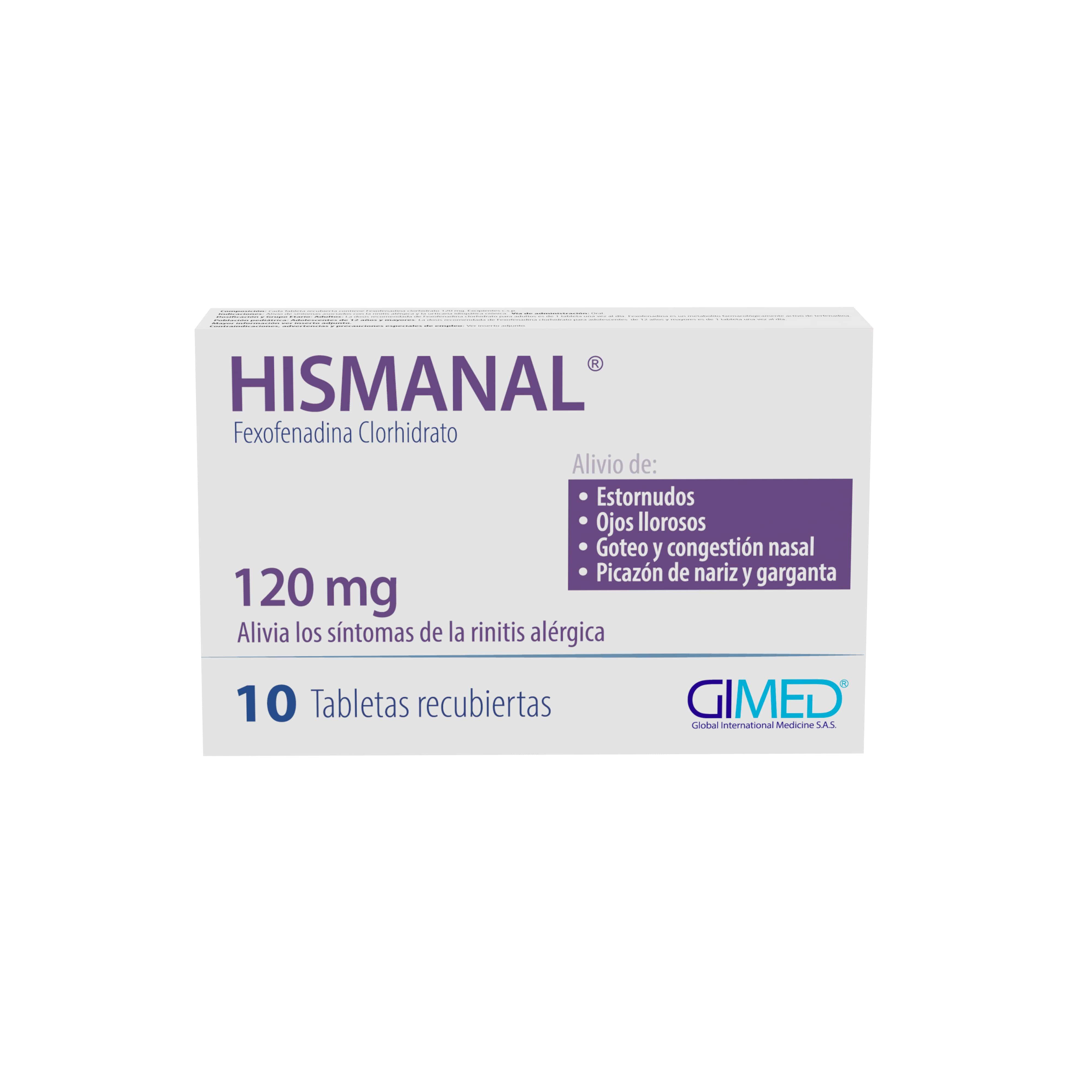 Hismanal Fexofenadina 120 Mg X 10 Tabl - TuDrogueríaVirtual.com