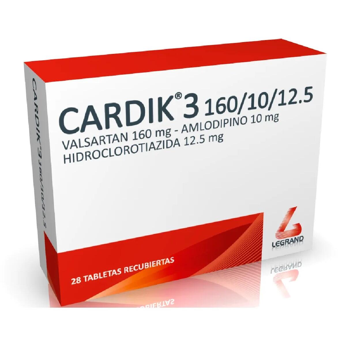CARDIK 3 160/10/12.5 MG CAJA X 28 TABL