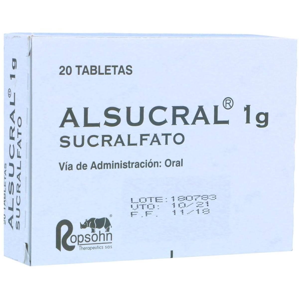 ALSUCRAL 1 GR (SUCRALFATO) CAJA X 20 TABL