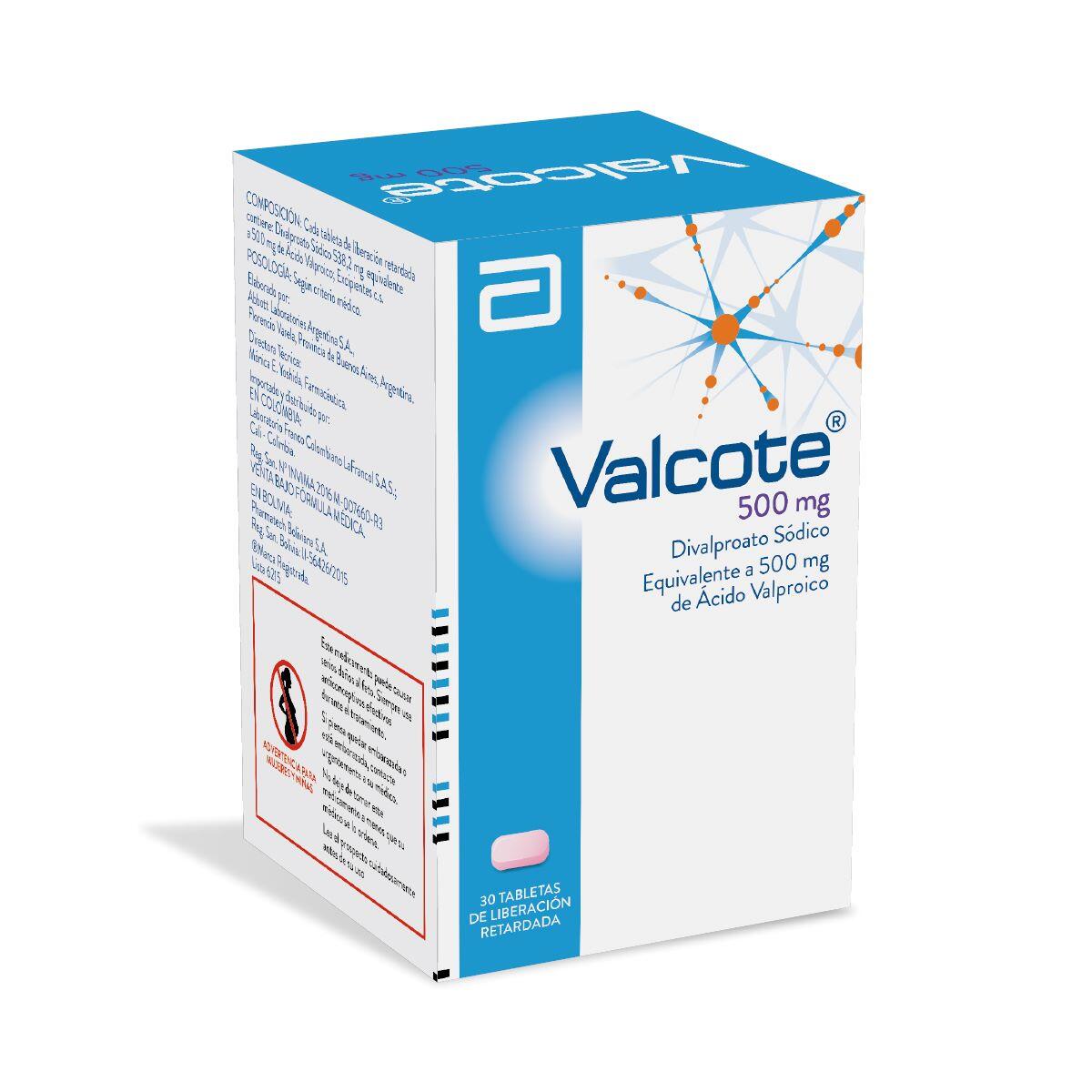VALCOTE 500 MG CAJA X 30 TABL
