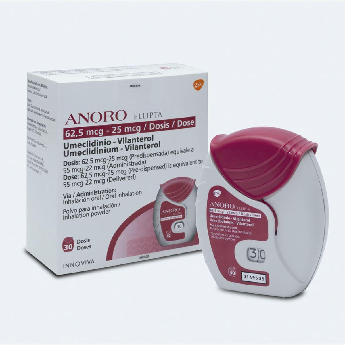 ANORO INHALADOR 62.5MCG/25 MCG FRASCO X 30 DOSIS