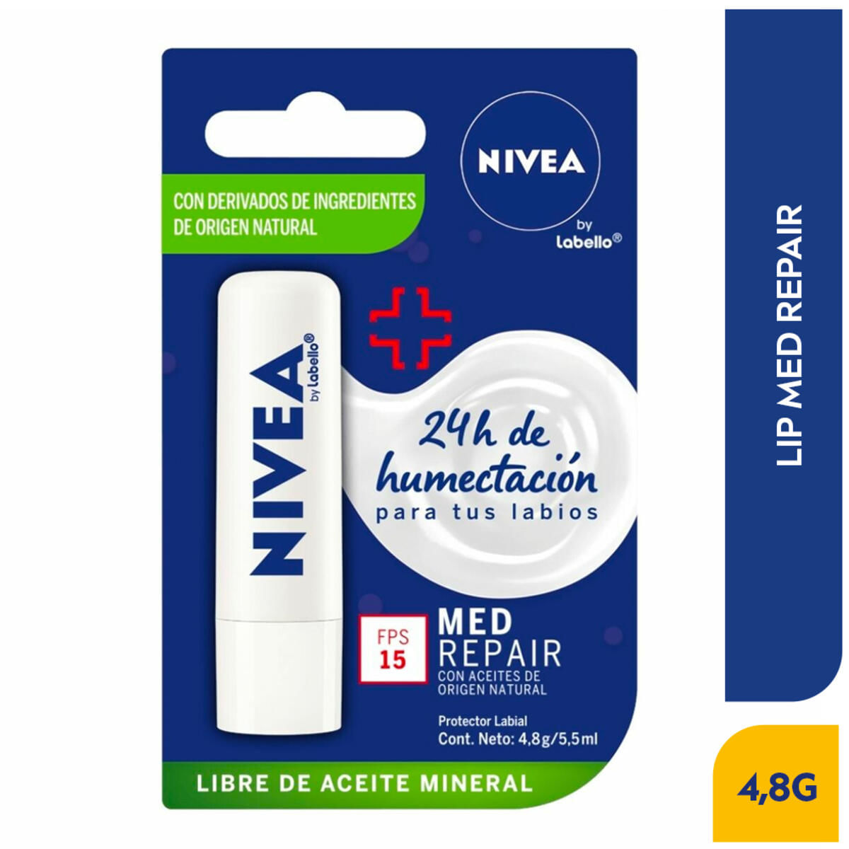 PROTECTOR LABIAL NIVEA LIP CARE MEDICADO X 4.8 GR