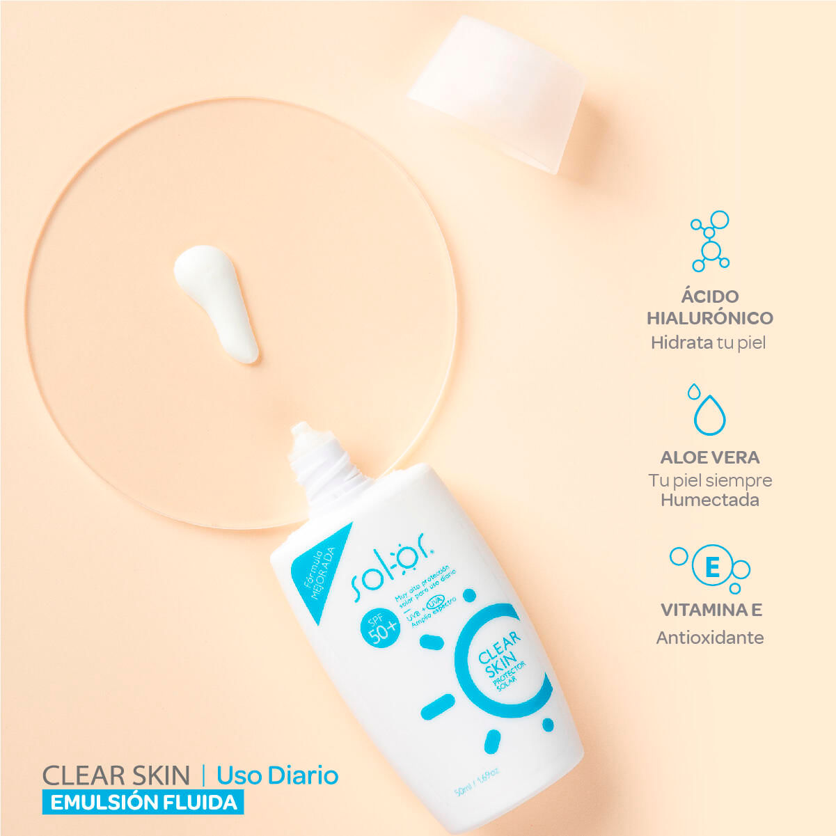 Protector Solar Sol-or Claer Skin Spf 50+ X 50 Ml