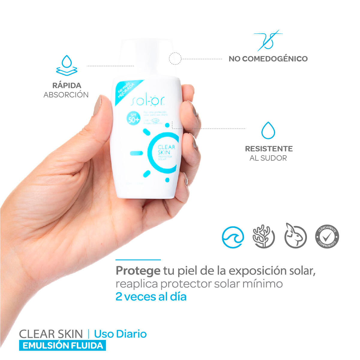Protector Solar Sol-or Claer Skin Spf 50+ X 50 Ml
