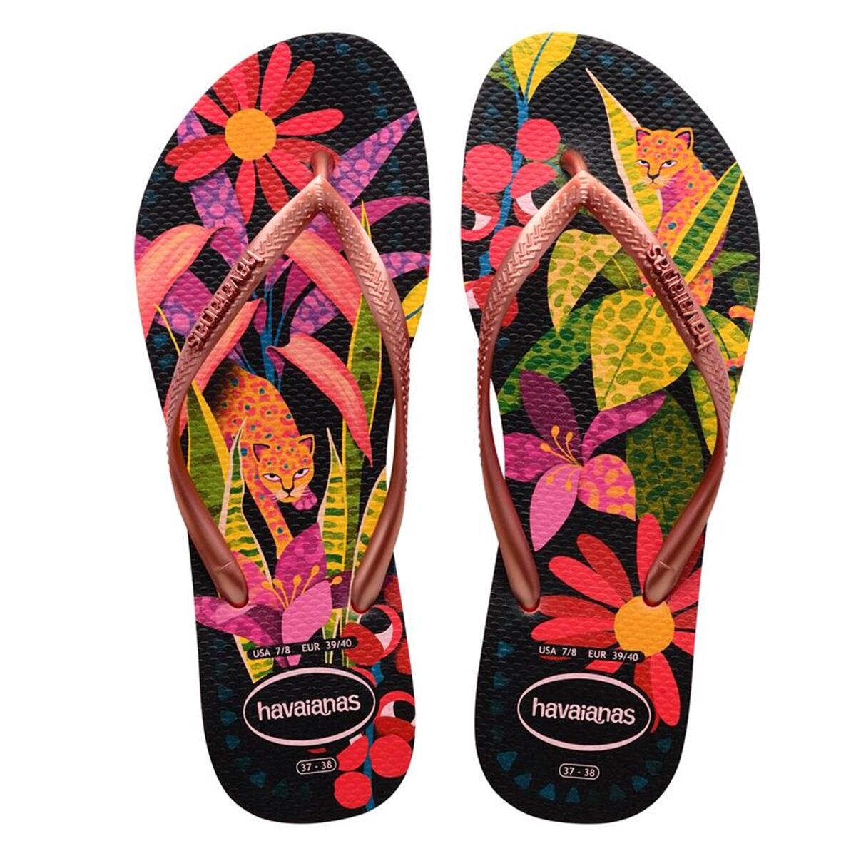 Sandalia Havaianas Mujer Slim Tropical Fc Pr Negro/salmon Talla 41/42 ...