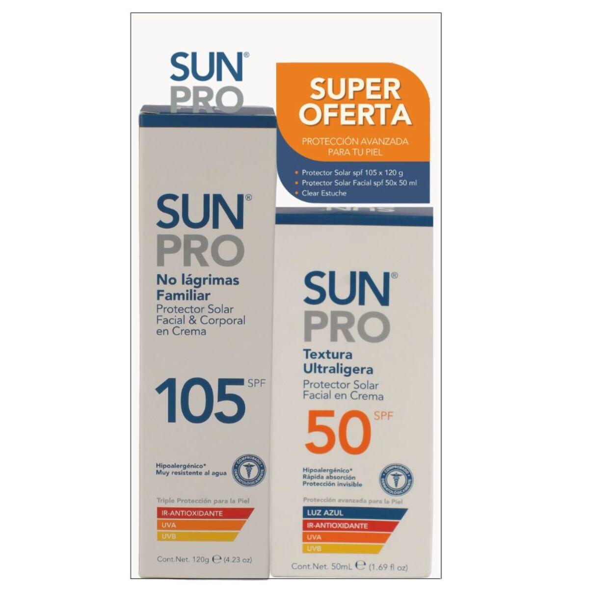 Protector Solar Sunpro Spf 105 X 120 Ml + Sunpro Facial Spf 50 X 50 Ml ...