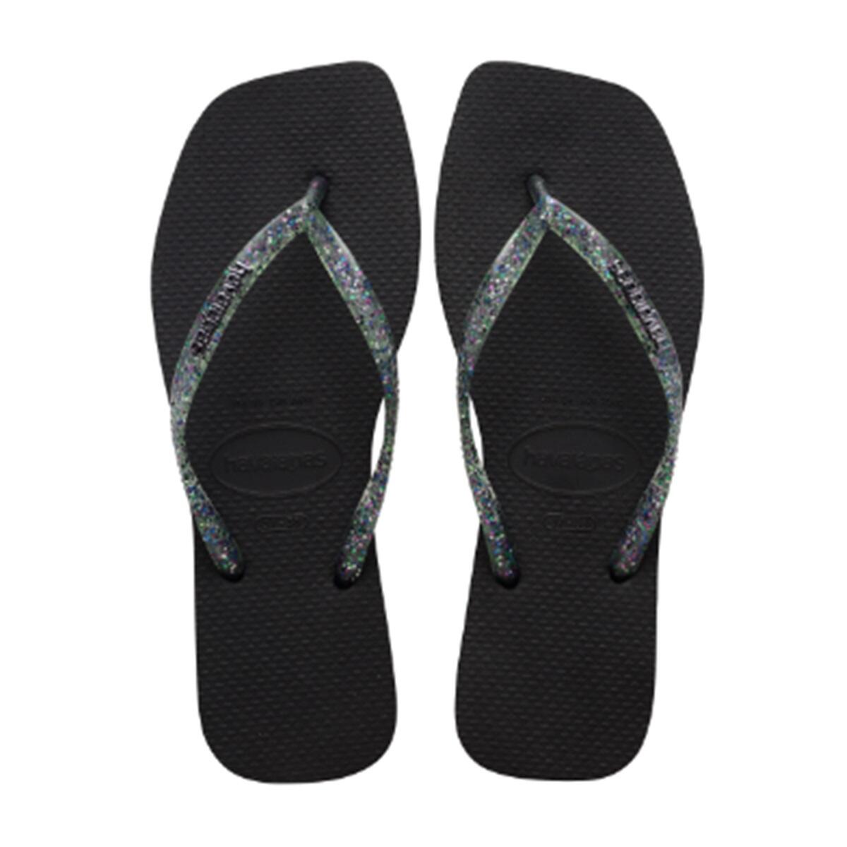 Sandalia Havaianas Mujer Slim Sq Logo Met Fc Negro Talla 41/42