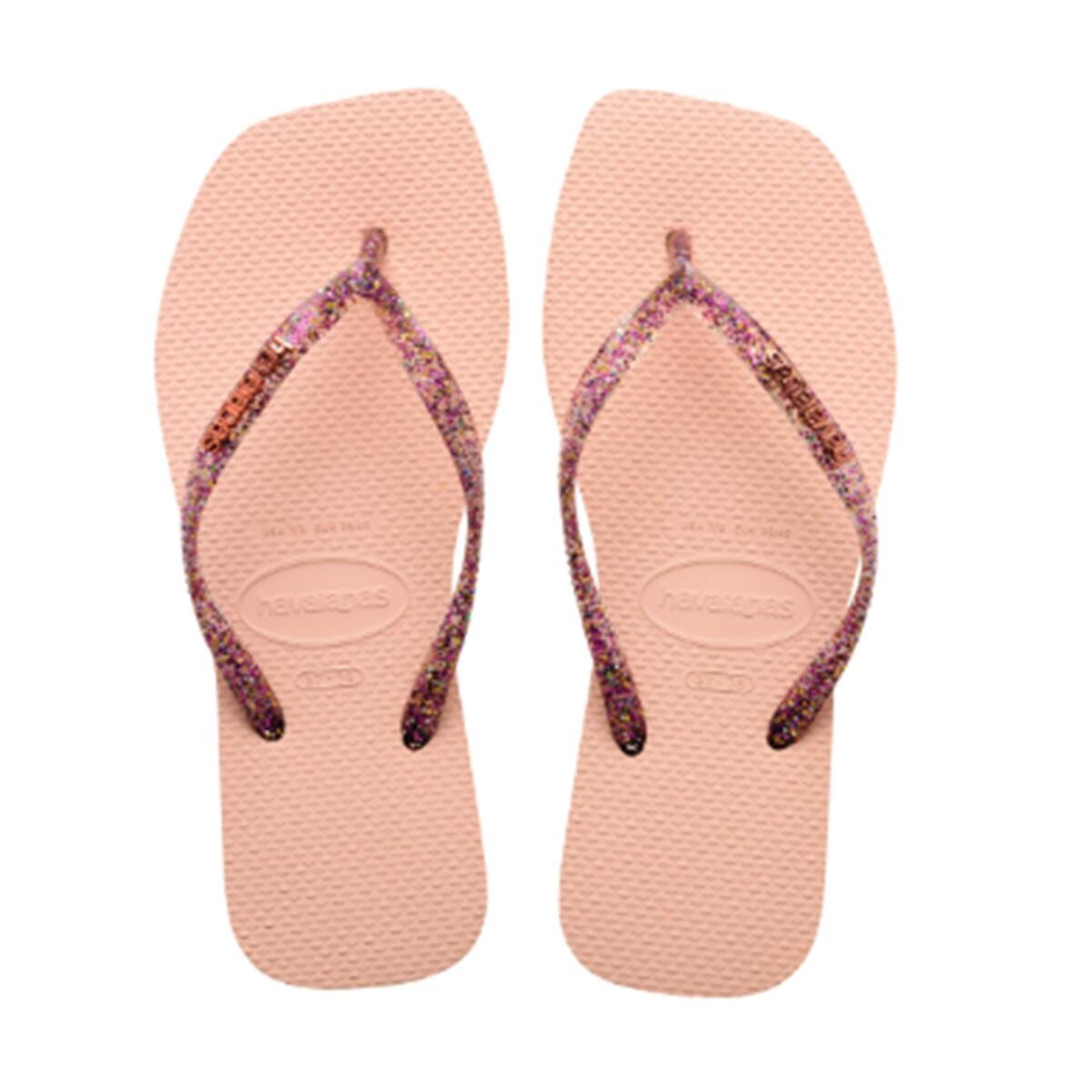 Sandalia Havaianas Mujer Slim Sq Logo Met Fc Rosa Ballet Talla 37/38