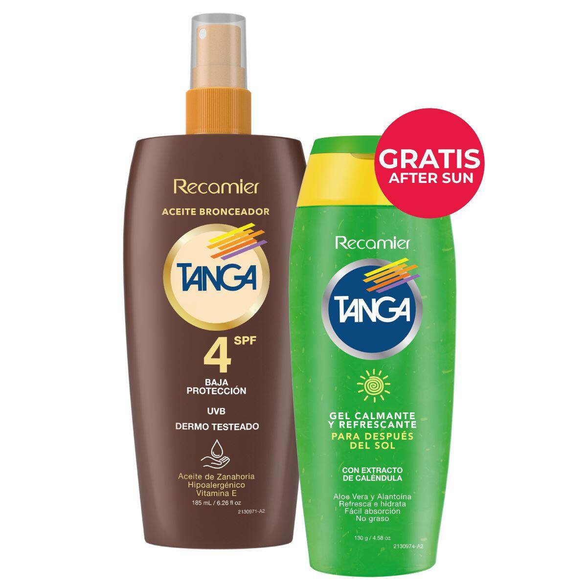 Bronceador Tanga Spf 4 Aceite Spray X 185 Ml Gratis Gel After Sun X 130 Ml