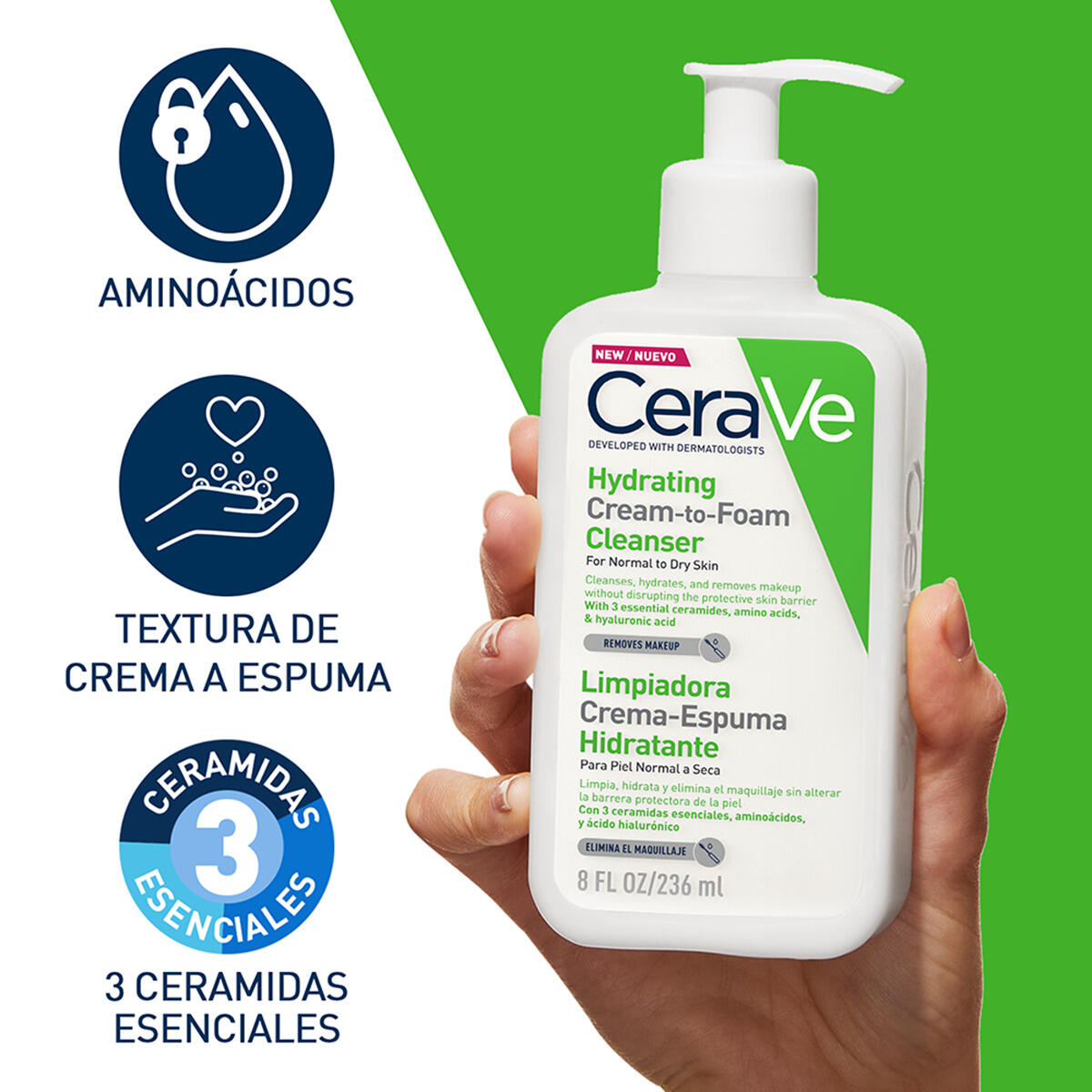 Cerave Limpiadora Crema-espuma Hidratante X 236 Ml