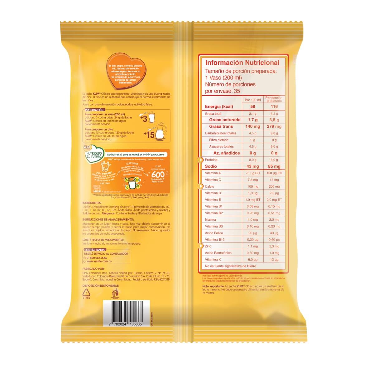 Compra Leche Klim Clásica Bolsa X 840 Gr | TDV