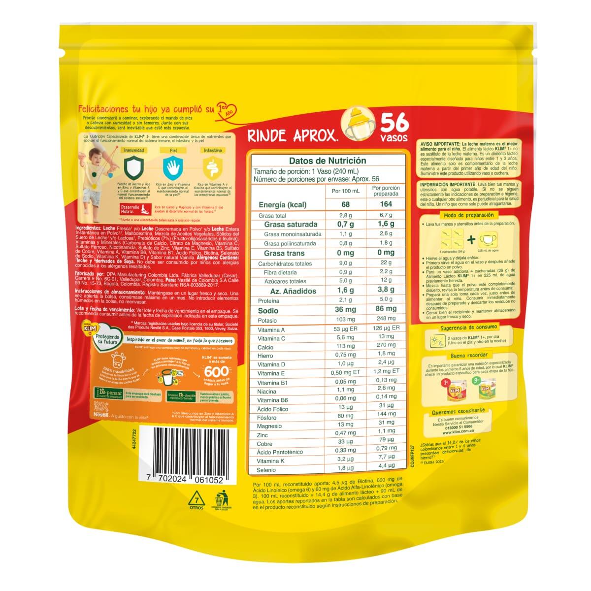 Compra Leche Klim 1+ Bolsa X 2000 Gr | TDV