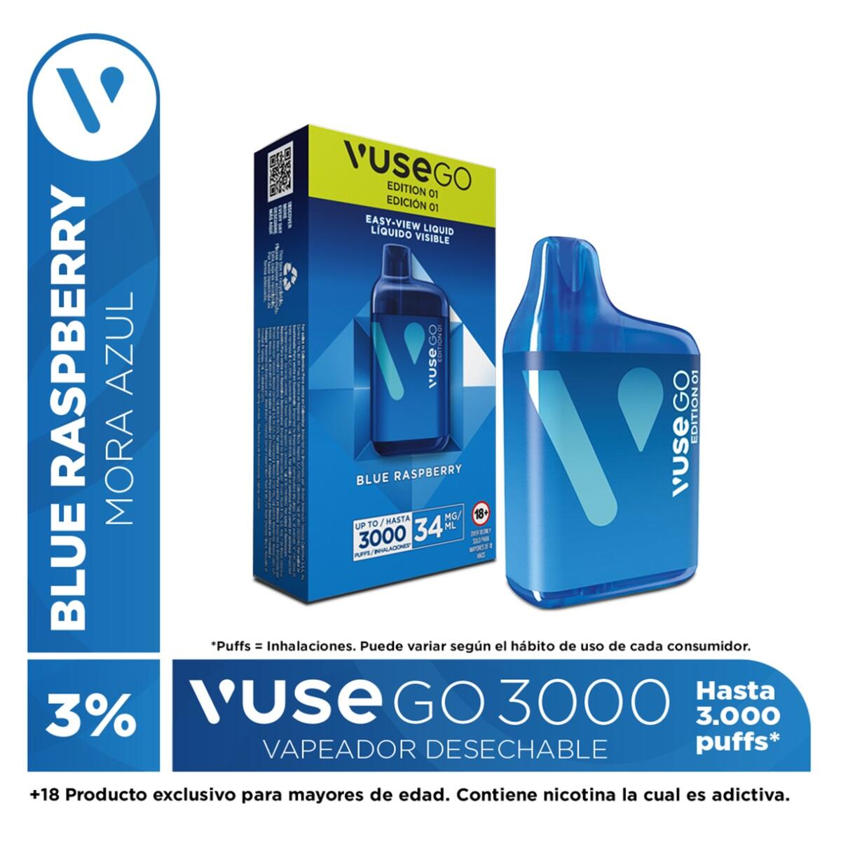 Vapeador Vuse Go Blue Raspberry 3% X 3000 Puffs