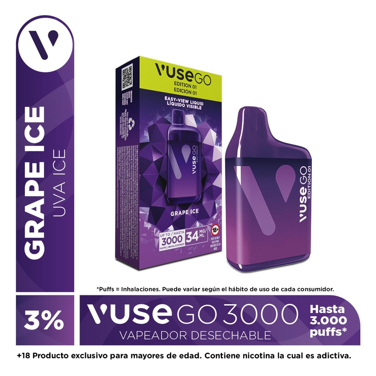 Vapeador Vuse Go Grape Ice 3% X 3000 Puffs