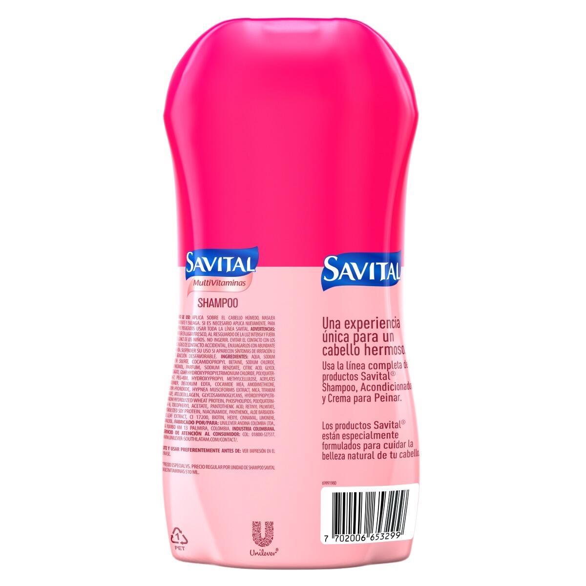 Shampoo Savital Multivitaminas X 510 Ml X 2 Und Precio Especial