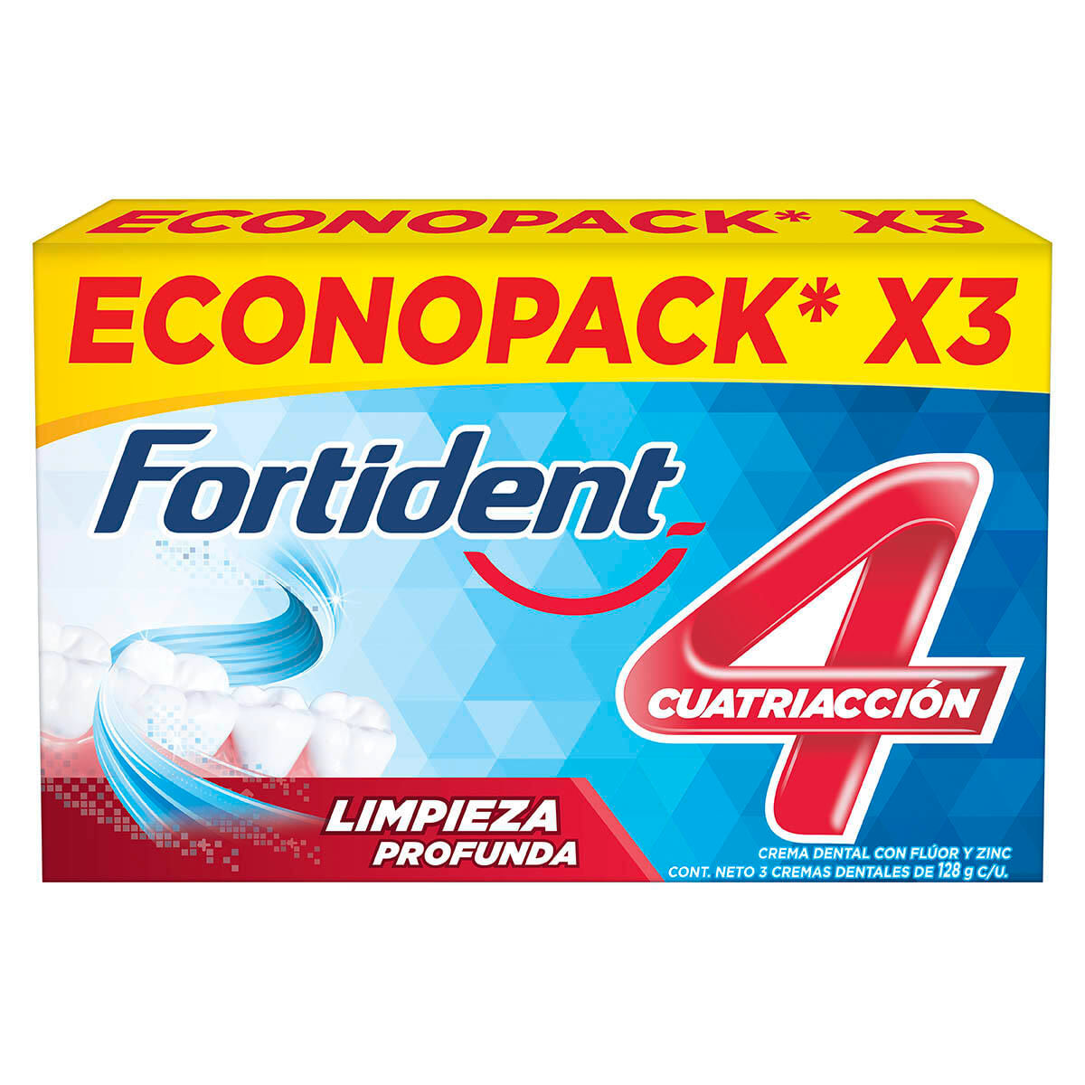 Crema Dental Fortident Cuatriaccion Limpieza Profunda X 128 Gr Pague 2 ...