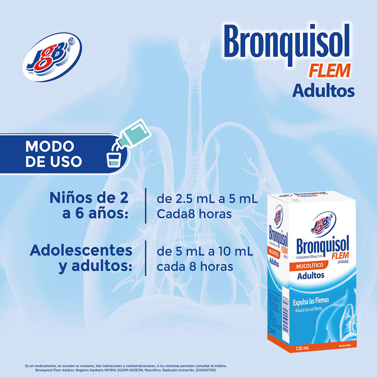 Bronquisol Flem Adultos Carbocisteina 250 Mg/5 Ml X 120 Ml