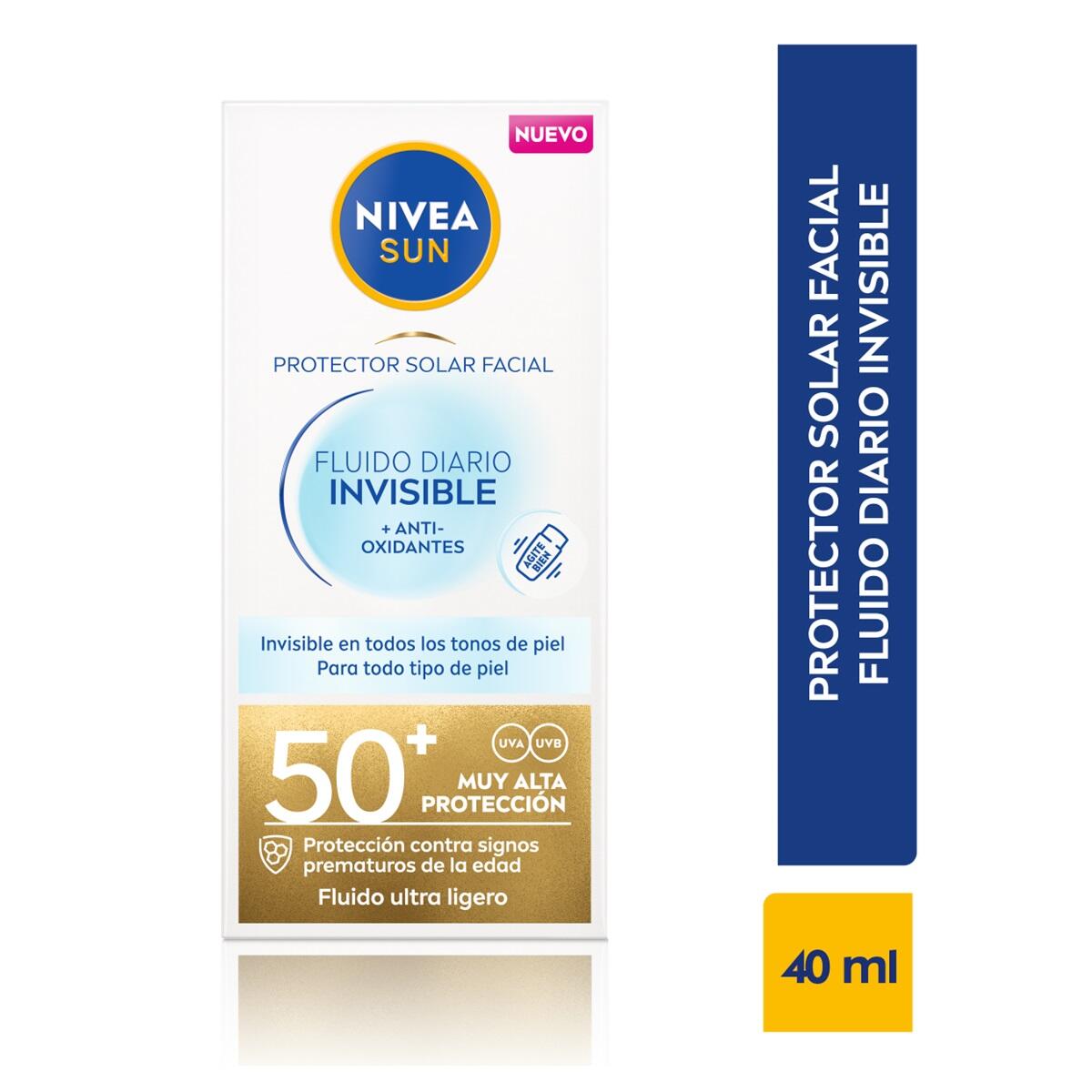 Protector Solar Nivea Sun Facial Fluido Diario Invisible Spf 50+ X 40 ...