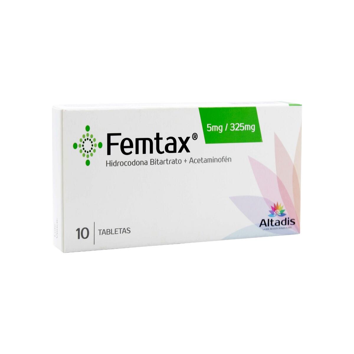 Femtax Hidrocodona/acetaminofen 5/325 Mg X 10 Tabl