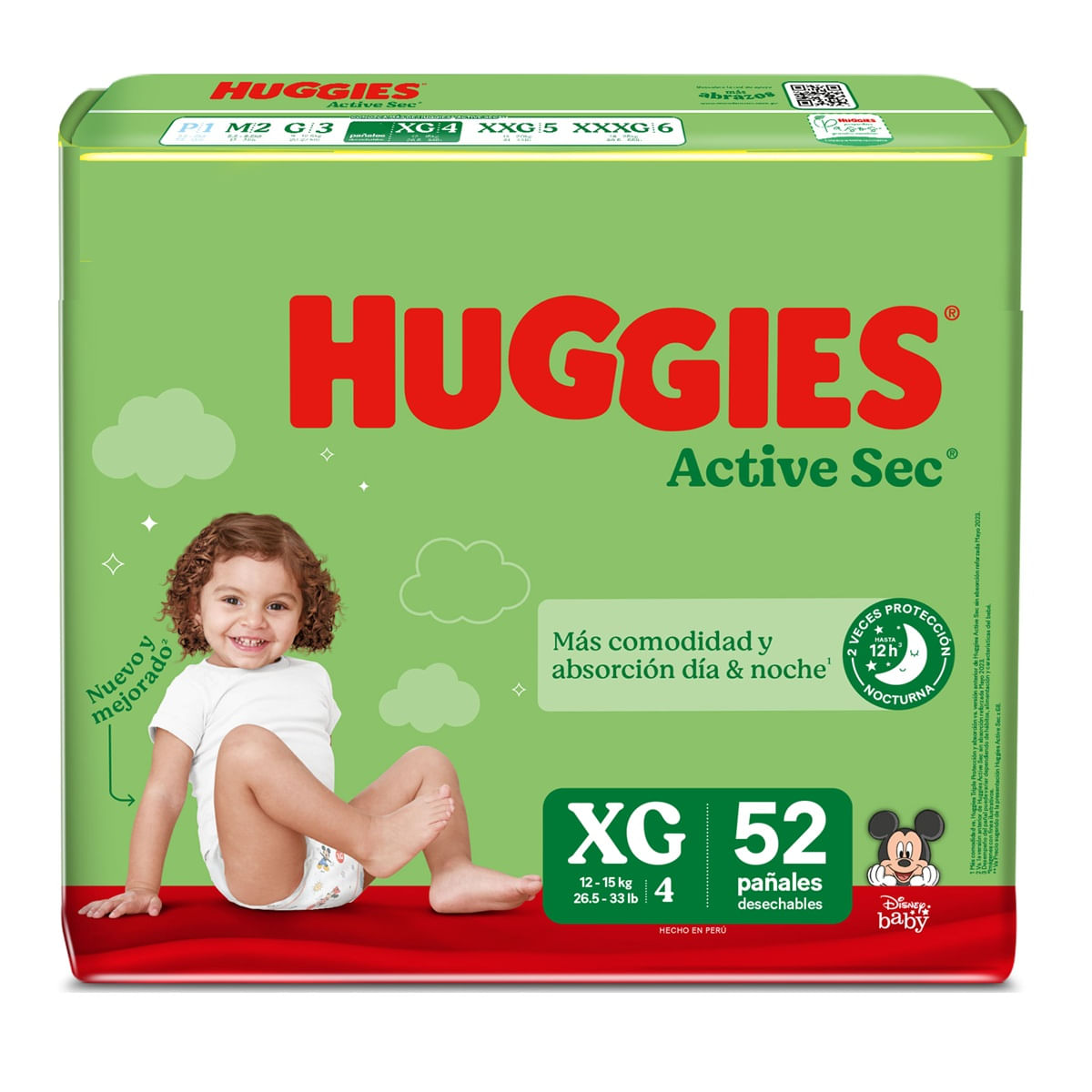 Panal Huggies Active Sec Talla Xg/4 X 52 Und - TuDrogueríaVirtual.com